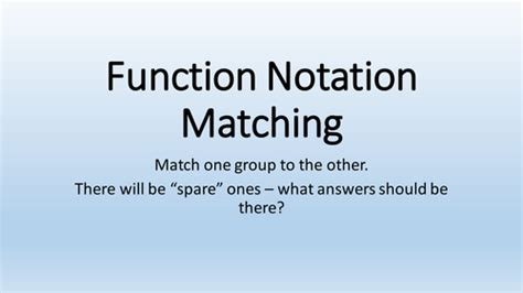 Function Notation Matching Teaching Resources