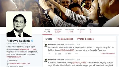 Ucapan Selamat Ultah Untuk Prabowo Mengalir Di Twitter