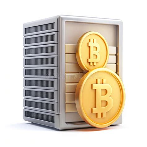 Bitcoin Mining Server 3d Icon Isolated Stock Illustration