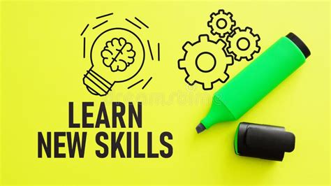 Learn New Skills Are Shown Using The Text Stock Photo Image Of