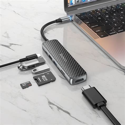 Hoco Hb24 Type C Hub Adapter Hdmi Usb30 Usb20 Sd Tf Pd