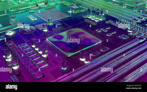 Closeup Of Cpu Gpu Processor Mother Board Future Technology 3d Render