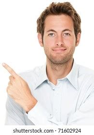 Man Pointing Showing Copy Space Isolated Stock Photo Edit Now