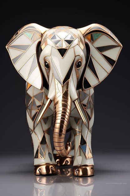 Un Elefante Dorado Con Un Patrón Dorado Y Blanco Foto Premium