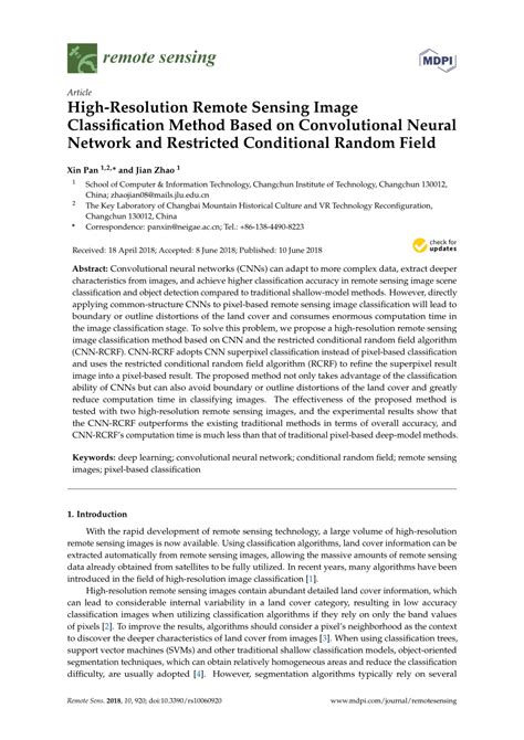 Pdf High Resolution Remote Sensing Image Classification Method Based