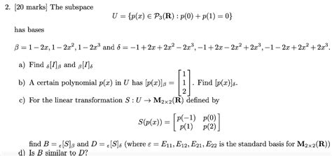 Solved 2 20 Marks The Subspace