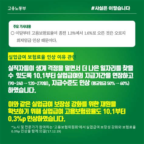 실업급여 보험료율 인상 보장성 강화 위한 재원확보 차원 정책뉴스 뉴스 대한민국 정책브리핑