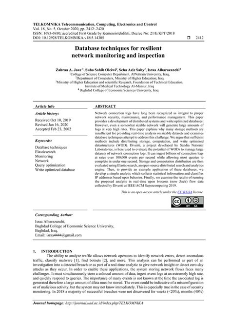 Database Techniques For Resilient Network Monitoring And Inspection PDF