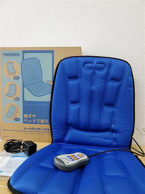 【目立った傷や汚れなし】 Twinbird 椅子やベッドで使える シートマッサージャー ツインバード Em 2537 ブルー 家庭用