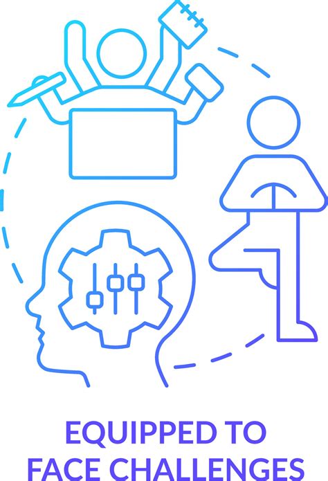 équipé à visage défis bleu pente concept icône avantage de lieu de travail adaptabilité