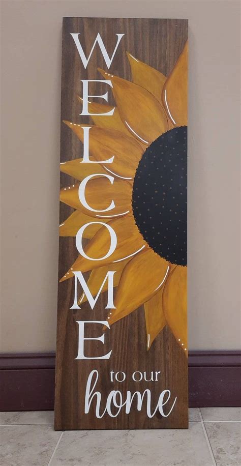 Sunflower Porch Sign Welcome To Our Home Porch Signs Wooden Welcome