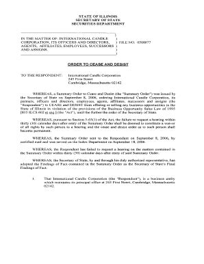 Fillable Online ORDER TO CEASE AND DESIST Fax Email Print PdfFiller