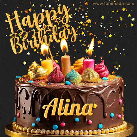 Birthday Animation For Alina With Chocolate B Day Cake Download On