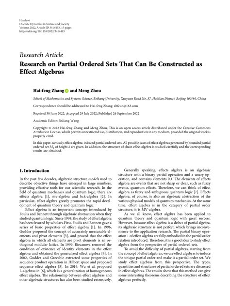 Pdf Research On Partial Ordered Sets That Can Be Constructed As Effect Algebras