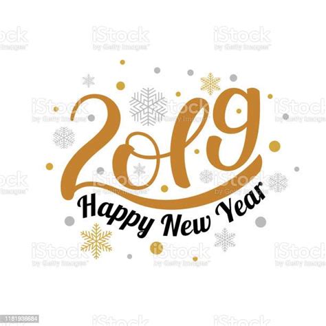 2019 새해 복 과 함께 해 흰색 배경에 고립 된 손으로 쓴 글자 인사말 카드 포스터 웹 배너 등을위한 벡터 일러스트레이션