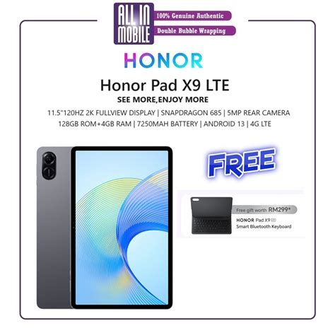 Malaysia Set Honor Pad X9 Lte 128gb Rom44gb Ram 4g Lte Wifi