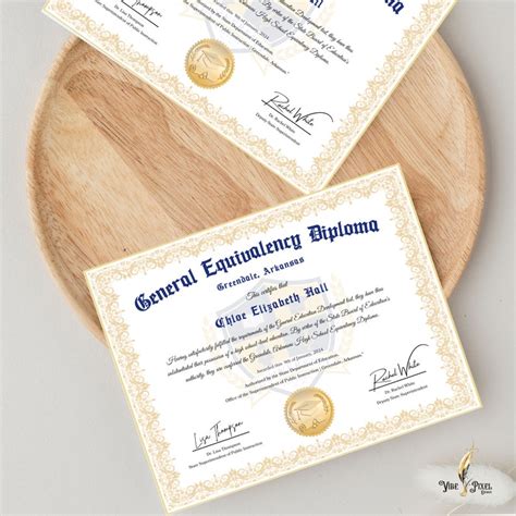 Ged Frame Diploma With Gold Seal Design Editable Canva Graduation