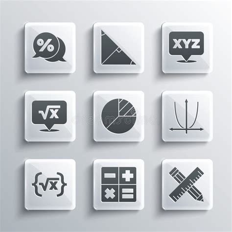 Set Calculator Crossed Ruler And Pencil Graph Schedule Chart Diagram Pie Infographic