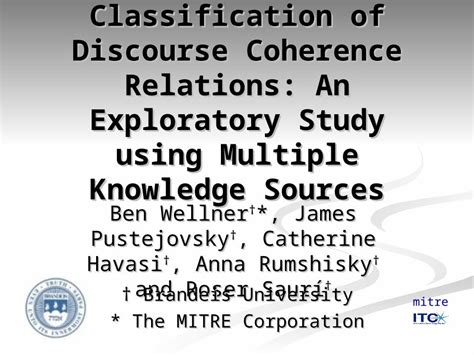 Ppt Classification Of Discourse Coherence Relations An Exploratory