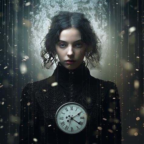 A Woman With A Clock That Says Quot Time Of 12 Quot Premium Ai Generated Image