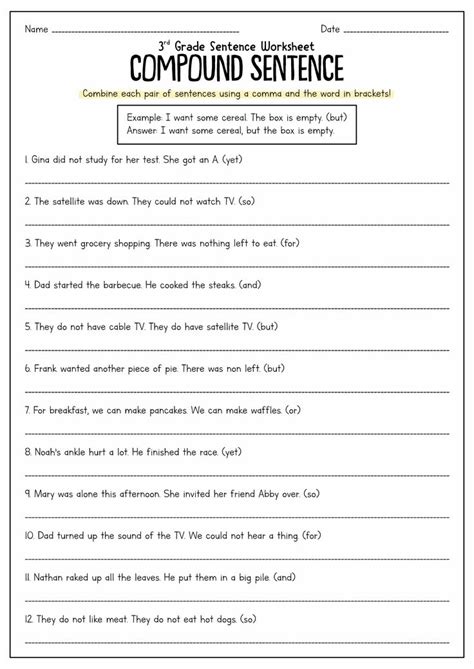 15 Complex Sentence Worksheets 7th Grade Compound Sentences Simple