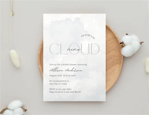 On Cloud Nine Bridal Shower Invitation The Bride Is On Cloud Nine Bridal Shower Themes Etsy
