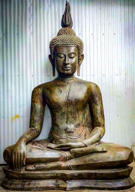 85 Foot Large Thai Uttong Buddha Earth Touching Antique Green Patina