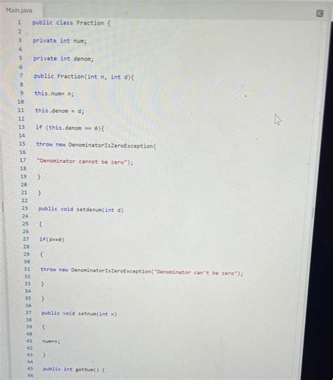Solved Mainjava 1 Public Class Fraction 2 3 Private Int