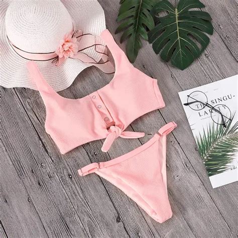 Aliexpress Buy Minimalism Le Sexy Bikinis Sets Fasten Breast Swimsuit New Style