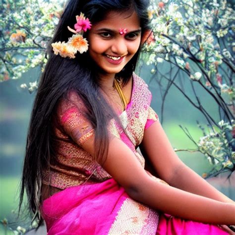 The Beautiful Indian Girl With The Petals In Her Hair Smile Arthubai