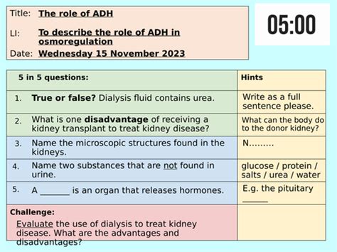 Aqa Gcse Adh And Osmoregulation Teaching Resources
