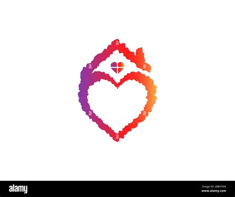 Symbole Maison Damour Coloré Signe De Coeur Et Icône De Maison