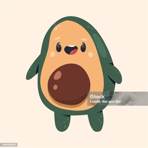 배경에 고립 귀여운 아보카도 벡터 만화 캐릭터 일러스트 감정에 대한 스톡 벡터 아트 및 기타 이미지 감정 건강한 식생활