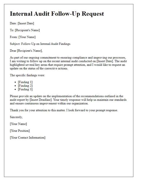 Letter Template For Internal Audit Follow Up Free Samples In Pdf Letterin