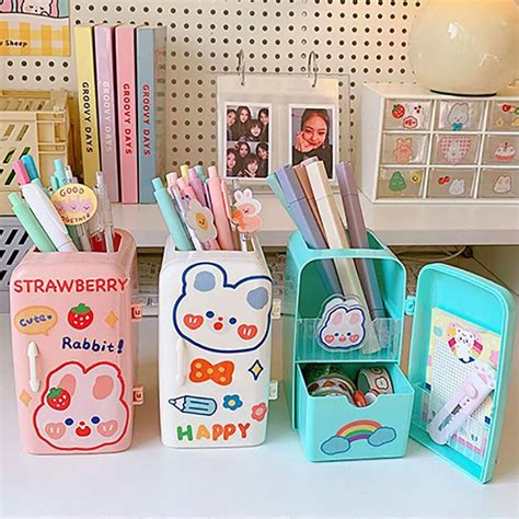 미니 냉장고 연필꽂이 펜 볼펜 색연필 꽂이 필통 스티커제공 귀여운 캐릭터 책상 화장대 정리 다용도 수납함 감도 깊은 취향 셀렉트샵 29cm