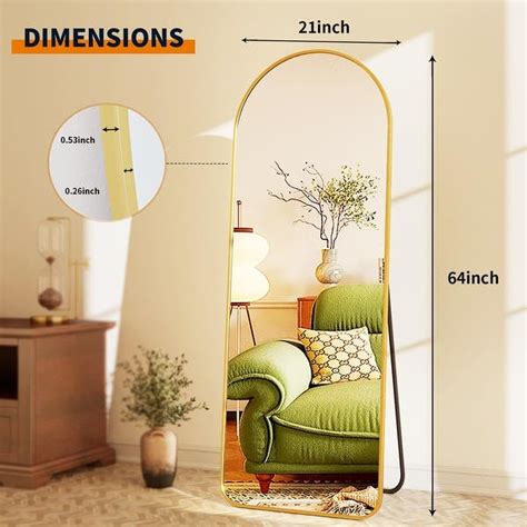 21x64 Inch Arched Full Length Mirror Aluminum Alloy Frame High