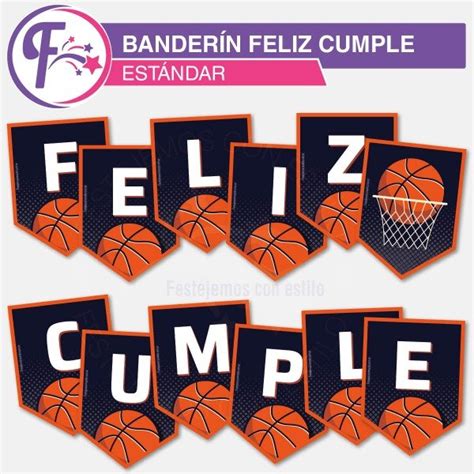 Basquet Banderin Feliz Cumple Festejemos Con Estilo