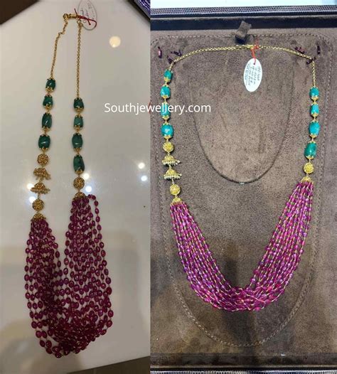 Light Weight Ruby Beads Necklace Indian Jewellery Designs