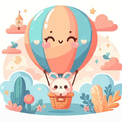 Premium Vector Cute Hot Air Balloon Vector On White Background