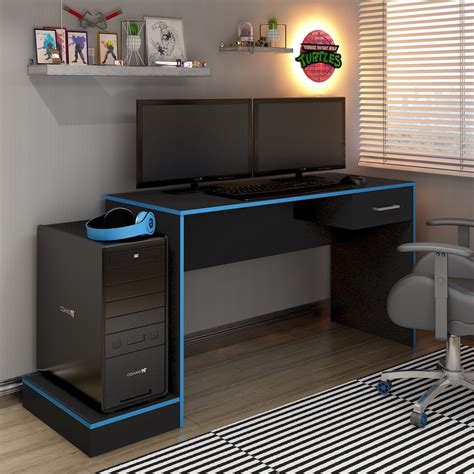 ESCRIVANINHA ARTELY GAMER PRETO BORDA AZUL GeneralStok
