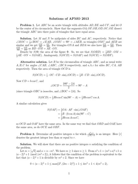 Apmo 2013 Solutions Pdf Triangle Vertex Graph Theory