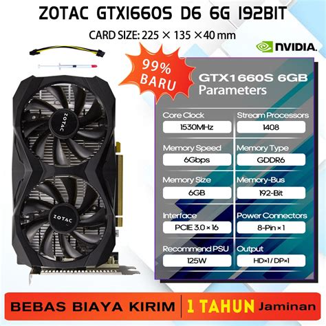 Jual Original 99 New Zotac Geforce Gtx 1660 Super Ddr6 6g 192bit Nvidia Graphics Card Used