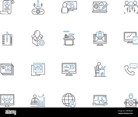 Working People Outline Icons Collection Labor Employees Staff