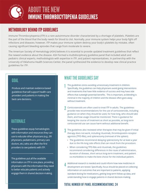 Itp Guideline Infographic About The Itp Guidelines Pdf Medicine