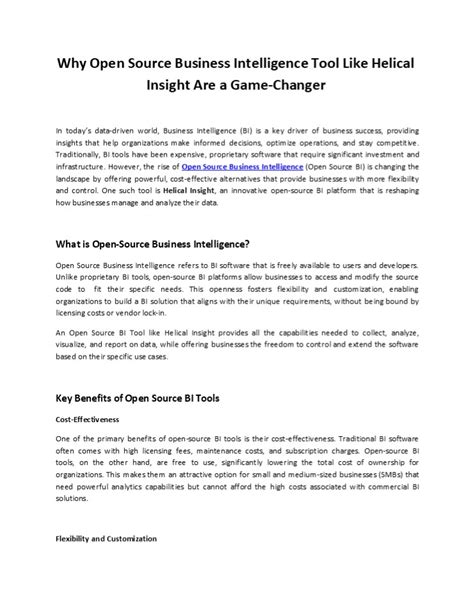 Ppt Why Open Source Business Intelligence Tool Like Helical Insight