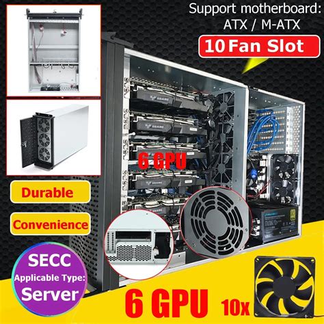 6 GPU 4U Rackmount Miner Mining Frame Mining Server Case With 10 FANS