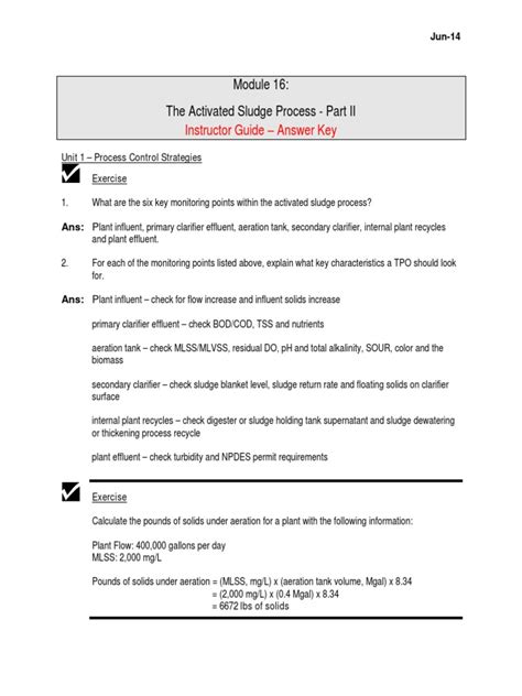 Module 16 The Activated Sludge Process Part Ii Instructor Guide
