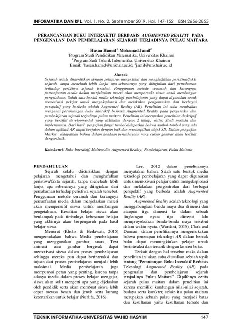 Pdf Perancangan Buku Interaktif Berbasis Augmented Reality Pada Pengenalan Dan Pembelajaran