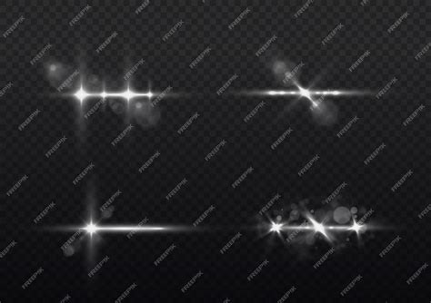 화이트 스타 폭발 블러 스파크 라이트 플레어 스파클 라인 효과 Bokeh 눈부심 태양 렌즈 광선 벡터 프리미엄 벡터