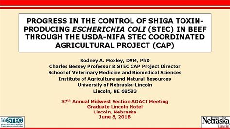 Progress In The Control Of Shiga Toxinproducing Escherichia